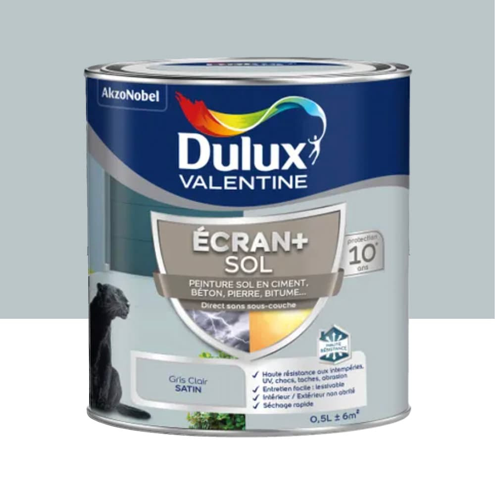 Peinture DULUX VALENTINE Ecran+ Sol Gris Clair Satin pas cher