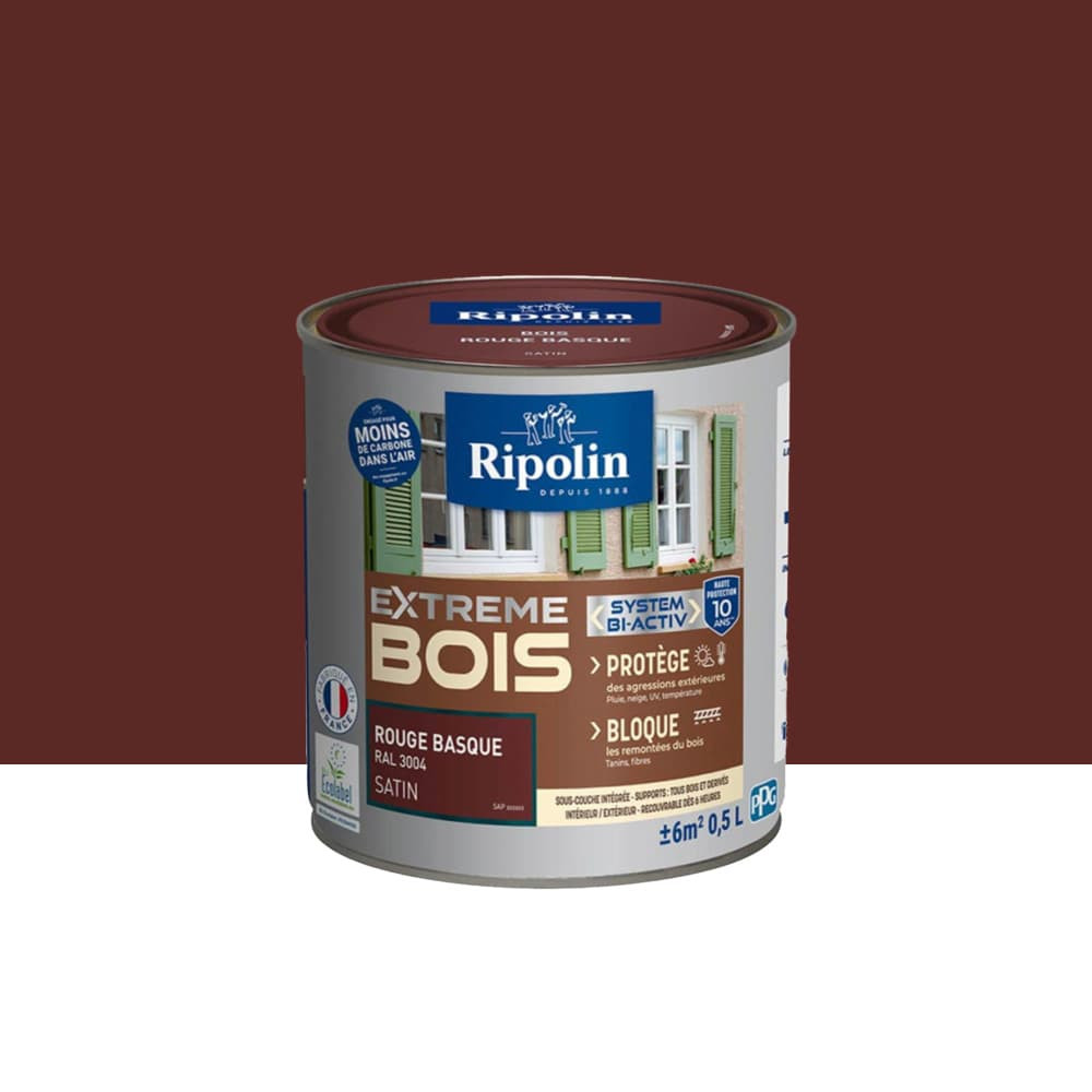 Peinture RIPOLIN eXtrême Bois Bi-Activ Rouge Basque pas cher