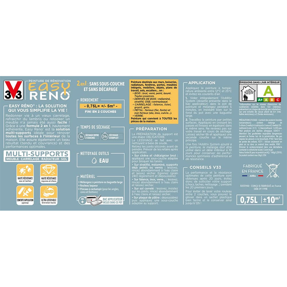 Peinture Multi-Supports Aérosol V33 Easy Réno Chanvre pas cher